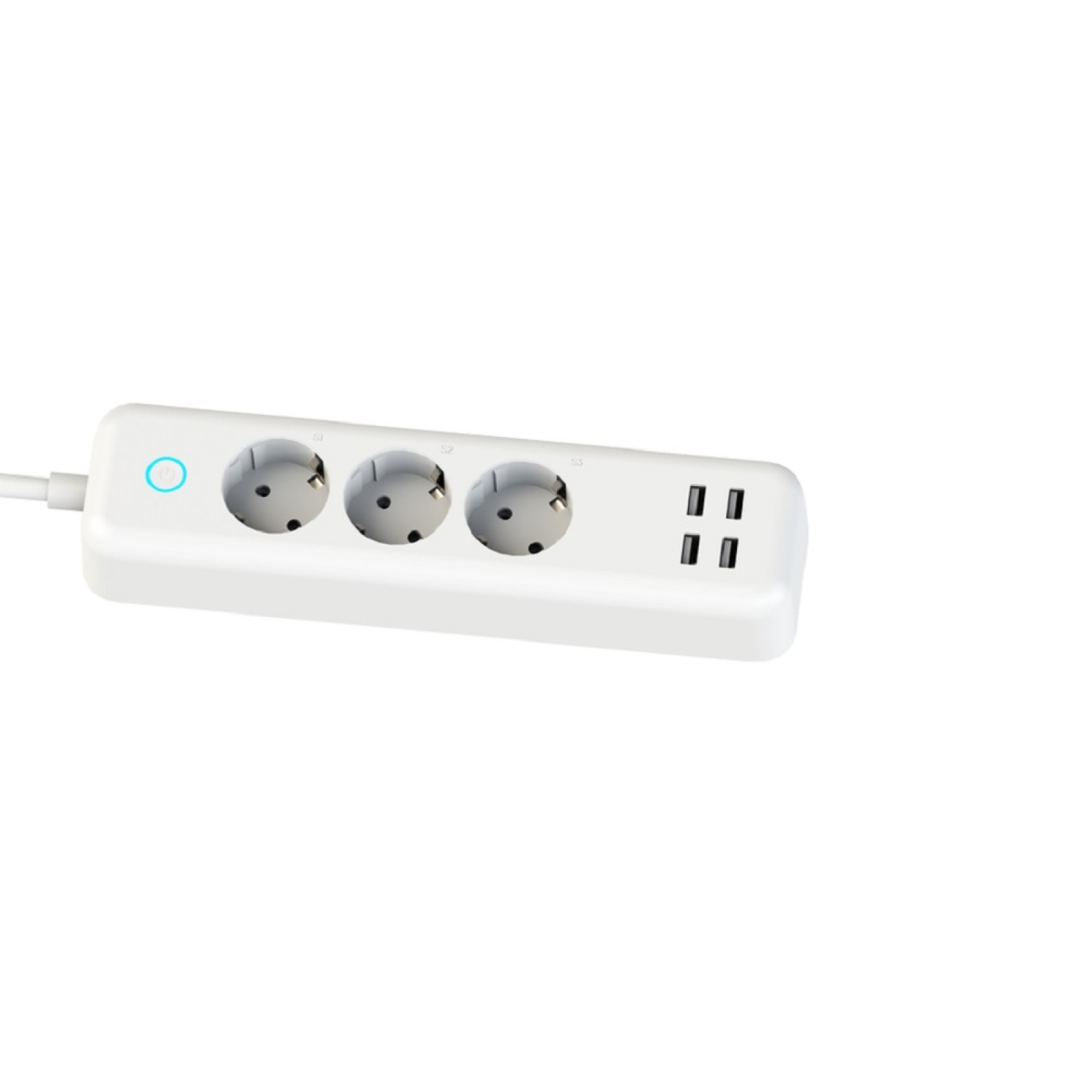 EU smart WIFI power strip 3 AC outlet plus 4 USB separate control